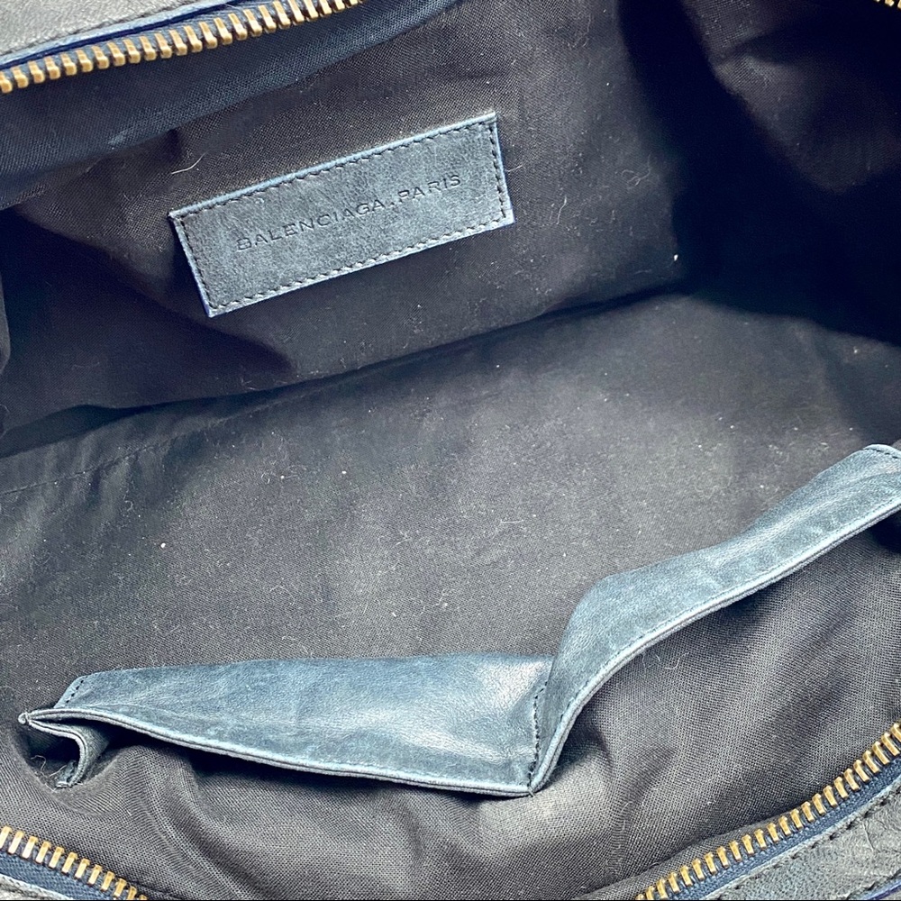 Balenciaga Black Leather Gold Metal Corner Satchel La… - Gem